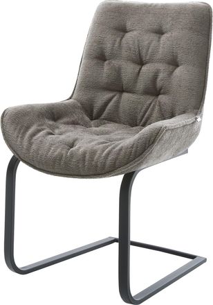 DELIFE Schwingstuhl Taimi-Flex Freischwinger flach Schwarz Bouclé Soft Schlamm