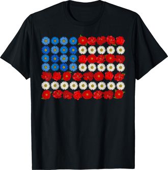 Trendy Apparel United States of America USA Floral Flag T-Shirt