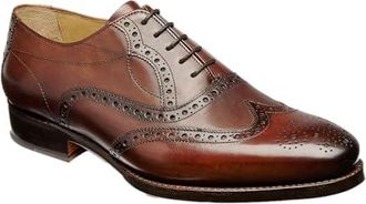 Barker Marchwell Oxford Chaussures richelieu pour homme en cuir poli, à lacets, soudées Goodyear, design classique à bout daile, Veau en noyer, 42 1/3 EU
