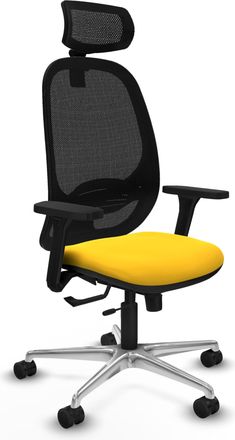 Piqueras y Crespo Cilanco Sicherheitsstuhl mit 3D-Armen, h&ouml;henverstellbarer Lendenwirbelst&uuml;tze und h&ouml;henverstellbarem Kopfteil, Schwarz / Gelb