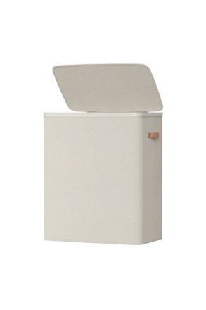 Boxxx W&auml;schekorb, Beige, Metall, Kunststoff, Textil, Holzwerkstoff, 190 L, rechteckig, 64x75x40 cm, Tragegriffe, Deckel, Innenfutter, zusammenfaltbar, Ordne