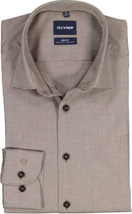 Olymp Herren Hemden braun Baumwoll-Stretch
