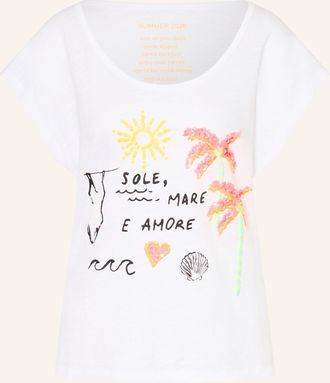 Grace Grace T-Shirt Mit Pailletten weiss