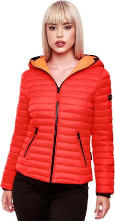 Navahoo Damen Übergangs Stepp Jacke mit Kapuze B348 [B348-Kimuk-Neon-Coral-Gr.XS]