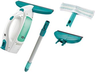 Leifheit Fenstersauger Set Dry & Clean mit Stiel & Einwascher und zweiter D&uuml;se f&uuml;r 360&deg; streifenfreie Reinigung, verwendbar bis zu 38 min, Fensterreiniger mit