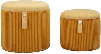 Atmosphera Poufs Luxe contemporain jaune moutarde lot de 2