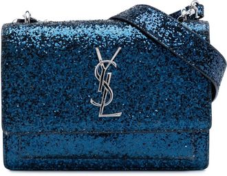 Saint Laurent Hobo Bags - Small Glittered Leather Monogram Sunset Crossbody - Gr. unisize - in Blau - f&uuml;r Damen