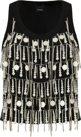 Pinko haut à détails de perles - Noir