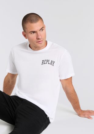 Replay T-Shirt REPLAY, Damen, Gr. XL, wei&szlig;, Jersey, Obermaterial: 100% Baumwolle, Basic, oversize, Rundhals, Shirts T-Shirt