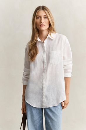 GANT Damen Relaxed Fit Leinen Bluse (46) Wei&szlig;