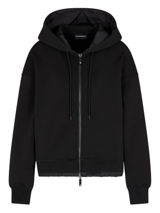 Emporio Armani hoodie zippé à ourlet matelassé - Noir