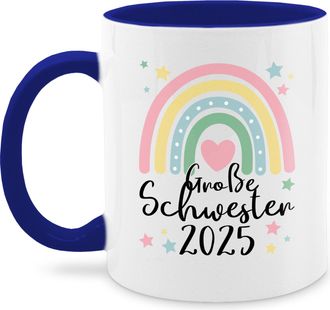 Shirtracer Tasse Tassen 325ml - Gro&szlig;e Schwester Geschenk 2025 Regenbogen Big Sister - 325 ml - Dunkelblau - grosse rosa schwestern 2023 teetasse beste sis kaffee