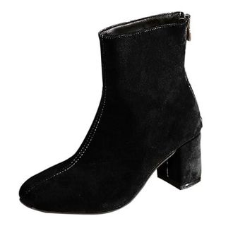 Generic Bottines pour femme &agrave; talon bloc moyen - Couleur unie - Fermeture &eacute;clair dans le dos - &Eacute;l&eacute;gantes et d&eacute;contract&eacute;es - Pour le bureau et les f&ecirc;tes, Noir,