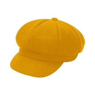 Generic Chapeau femme automne et hiver chaud mode laine b&eacute;ret peintre chapeau d&ocirc;me chapeau chapeau cuir femme, jaune, Taille unique