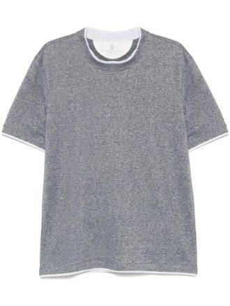 Brunello Cucinelli t-shirt à design chiné - Bleu