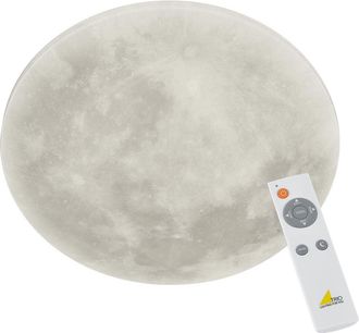 Trio Leuchten LED Deckenleuchte Lunar 627514000, Acryl mit Mondmotiv, Mondphase wechselbar, 1 x 22 Watt LED, Helligkeit einstellbar, Nachtlich Funktion, inkl. Fernb