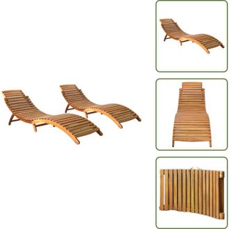 vidaXL Sonnenliegen 2 Stk. Massivholz Akazie - Holzsunnenschirme - Gartenliegestuhl - Akaziengartenm&ouml;bel - Outdoor M&ouml;bel - Balkonm&ouml;bel
