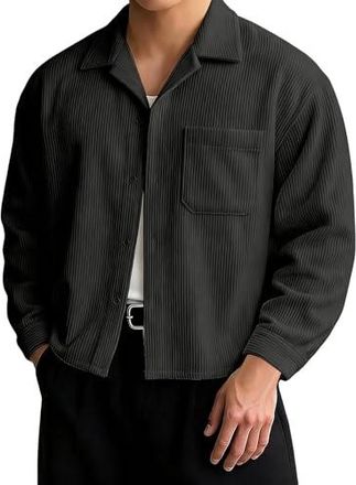 Generic Chemise en velours c&ocirc;tel&eacute; &agrave; manches longues pour homme - Coupe droite - Veste dautomne et dhiver - Avec poches &agrave; rabat - Chemise en velours c&ocirc;tel&eacute; - P