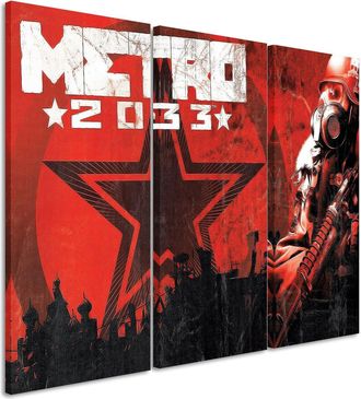 Bilderwelten Leinwandbild 3 teilig Metro_2033_3x90x40cm (Gesamt 120x90cm) _Ausf&uuml;hrung sch&ouml;ner Kunstdruck auf echter Leinwand als Wandbild auf Keilrahmen