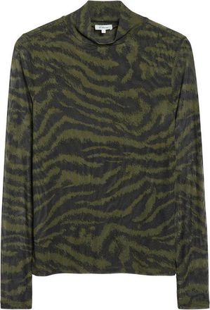 s.Oliver Langarmshirt T-Shirt Leicht transparentes Mesh-Shirt mit All-over-Print