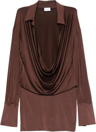Andamane Femme, Blouses et Chemises, Brun, Taille: 36 FR Blouse Fronte Drapp&eacute;e