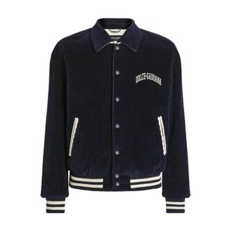 Dolce & Gabbana Dunkelblauer Samtgerippter Kragenmantel - - Jackets - Herren - Blau - XL