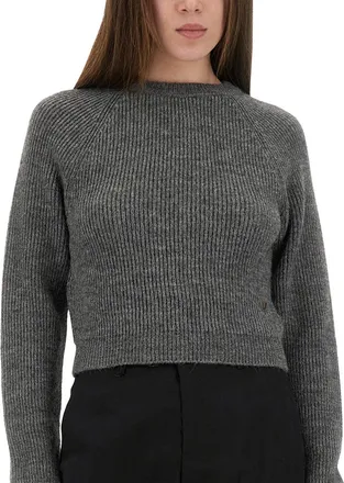 Moschino Cropped Alpaca-Blend Sweater - Gray