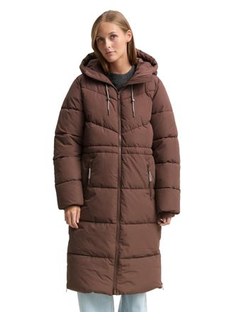 Tom Tailor Damen 1047550 Puffer-Mantel mit Kapuze, 38824-Soft Chocolate Brown, XXL