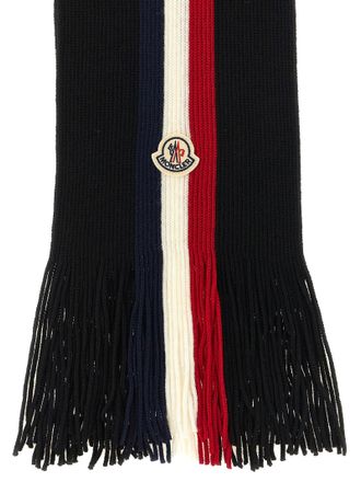 Moncler Tricolor Wool Scarf - Black
