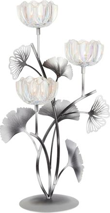 Ambia Home Teelichthalter, Klar, Silber, Metall, Glas, 23.5x45x18.5 cm, zum Stellen, Dekoration, Kerzen & Zubeh&ouml;r, Teelichthalter