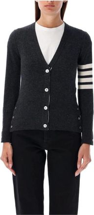 Thom Browne Dunkelgrauer Cashmere V-Ausschnitt Cardigan - - Knitwear - Damen - Grau - L