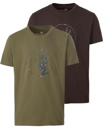 Parforce T-Shirts 2er-Pack Bock Camo Oliv/Braun, M