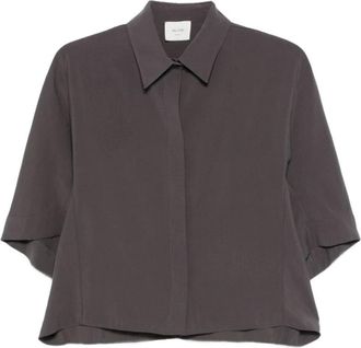 Alysi Femme, Blouses et Chemises, Gris, Taille: 36 FR Boxy Silk Shirt