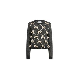 Moschino Pullover aus Wolle und Seide mit Schleifen - - Knitwear - Damen - Grau - S