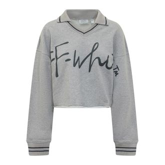 Off-white Script Crop Sweatshirt - - Sweatshirts & Hoodies - Damen - Grau - M