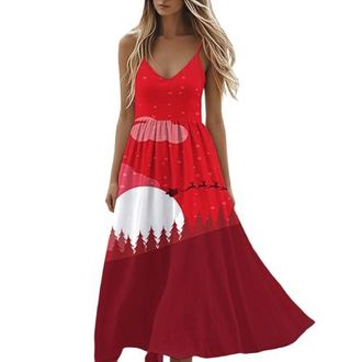 Generic Robe longue de No&euml;l pour femme - Jaune - Robe de plage - Robe d&eacute;contract&eacute;e - Robe &agrave; jarretelles - Robe d&eacute;t&eacute;, Noir, 3XL