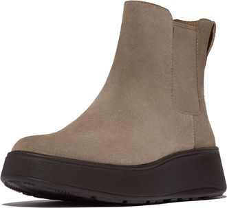 FitFlop F-Mode Damen Suede Flatform Chelsea Boots, Taupe, 39 EU, taupe, 40 EU