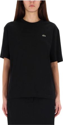 Lacoste Femme, Tops, Noir, Taille: 36 FR T-shirt en jersey de coton Pima l&eacute;ger coupe d&eacute;contract&eacute;e