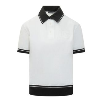 Dolce & Gabbana Kurz&auml;rmeliges Baumwoll-Piqu&eacute;-Polohemd - - Tops - Damen - Wei&szlig; - M