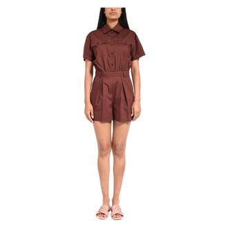 Patrizia Pepe Femme, Combinaisons et Ensembles, Brun, Taille: 40 FR Combinaison Courte en Popeline