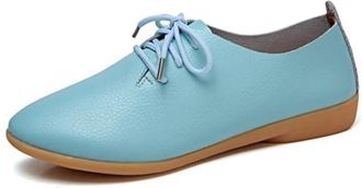 Generic Mocassins Pointus à Lacets en Cuir pour Femmes, Chaussures Basses légères et Confortables à Enfiler, idéales pour Le Travail, la Conduite ou Les soiré