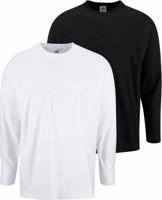 Fruit Of The Loom Langarmshirt (Packung, 2-tlg) aus reiner Baumwolle, 2-er Pack