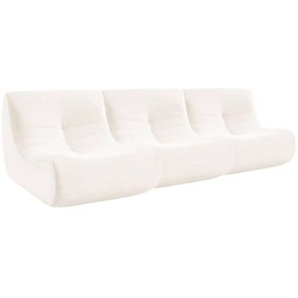 Sweeek 3er-Set modulare Sessel ohne Armlehne mit Cordbezug, Cord, Creme