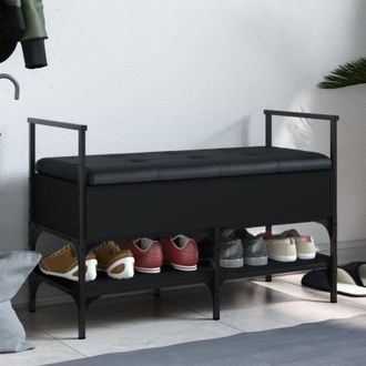 vidaXL Vidaxl - Banc &agrave; chaussures noir 85,5x42x57,5 cm bois ding&eacute;nierie