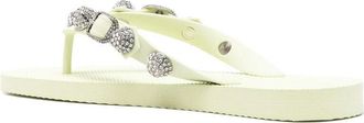 Balenciaga Crystal-Embellished Thong Sandals - Green