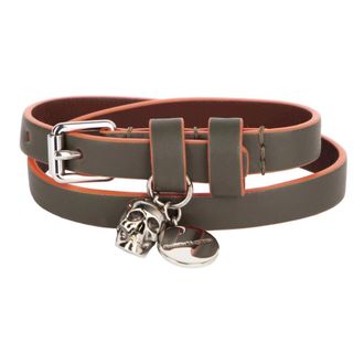 Alexander McQueen Alexander McQueen Graffiti Skull Leather Wrap Bracelet in green Herren Accessoire-Sets Gr&uuml;n - - Accessories - Damen - Gr&uuml;n - ONE SIZE