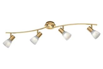 Trio Spot, Levisto incl. 4 x LED,E14,5,0 Watt,3000K,470 Lm. Verre, Albâtre, Corps: metal, Laiton mat L:88,0cm, L:11,0cm, H:19,0cm IP20,Pivotant