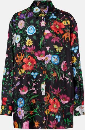 Gucci Blouse en serg&eacute; de soie &agrave; fleurs