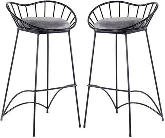 Generic Samtbezogene Barhocker mit R&uuml;ckenlehne und gepolstertem Sitz, 76 cm hoch, f&uuml;r K&uuml;cheninseln, Kneipen, Bistros und Restaurants