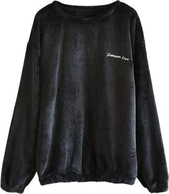 Generic Chemise de nuit en flanelle douce, haut confortable &agrave; manches longues pour les nuits froides, pull de nuit avec coupe d&eacute;contract&eacute;e, chemise de pyjama 